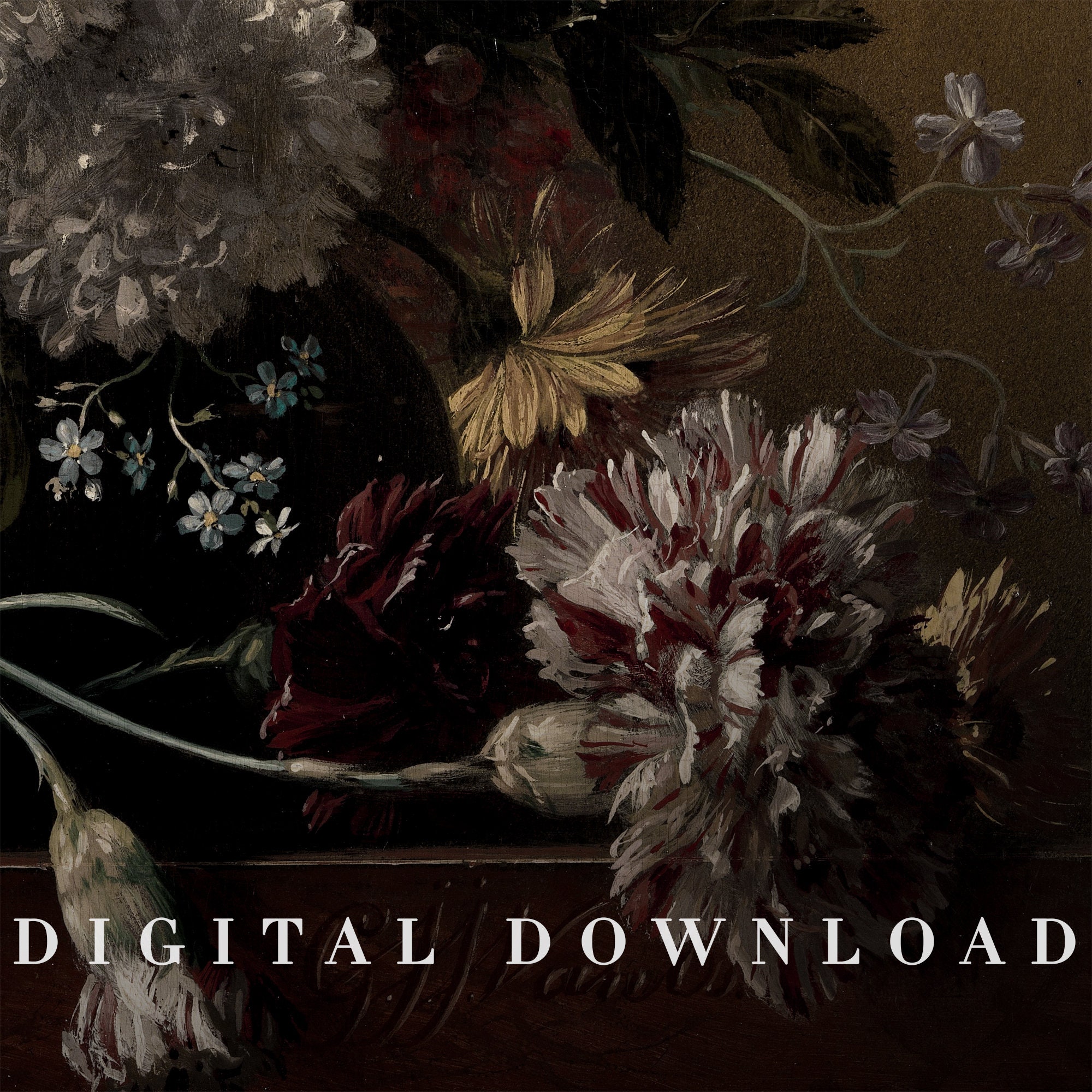 Moody Flower Painting Printable Wall Art Vintage Floral Wall Art ...