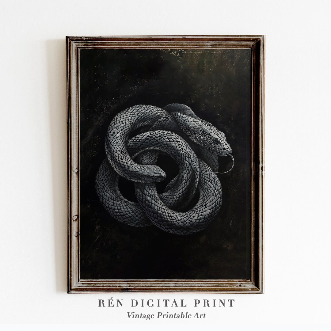 Dark Snake Painting Gothic Printable Wall Art Vintage Aesthetic Snake ...