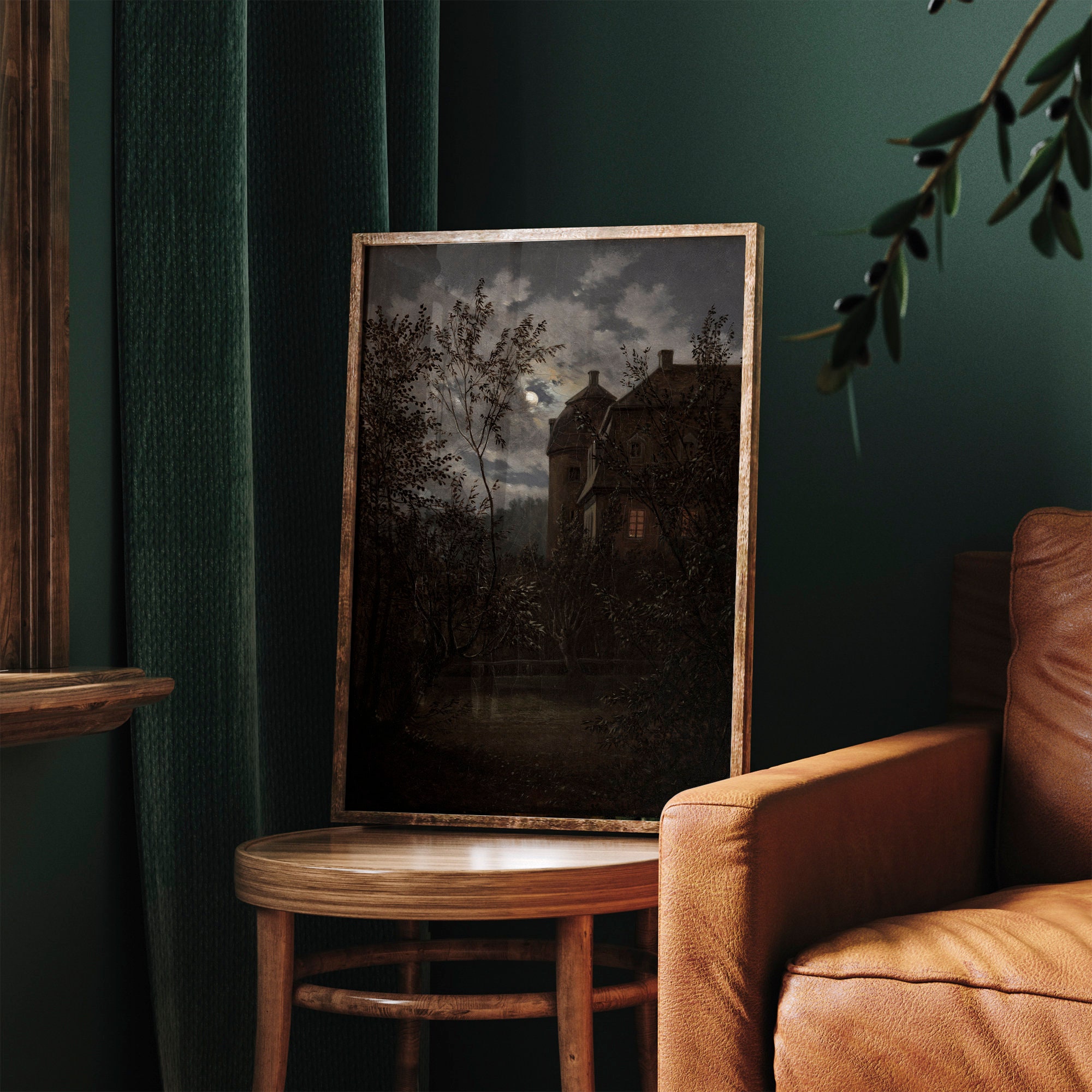 Moody Landscape Painting Printable Wall Art Vintage Moonlight Painting ...