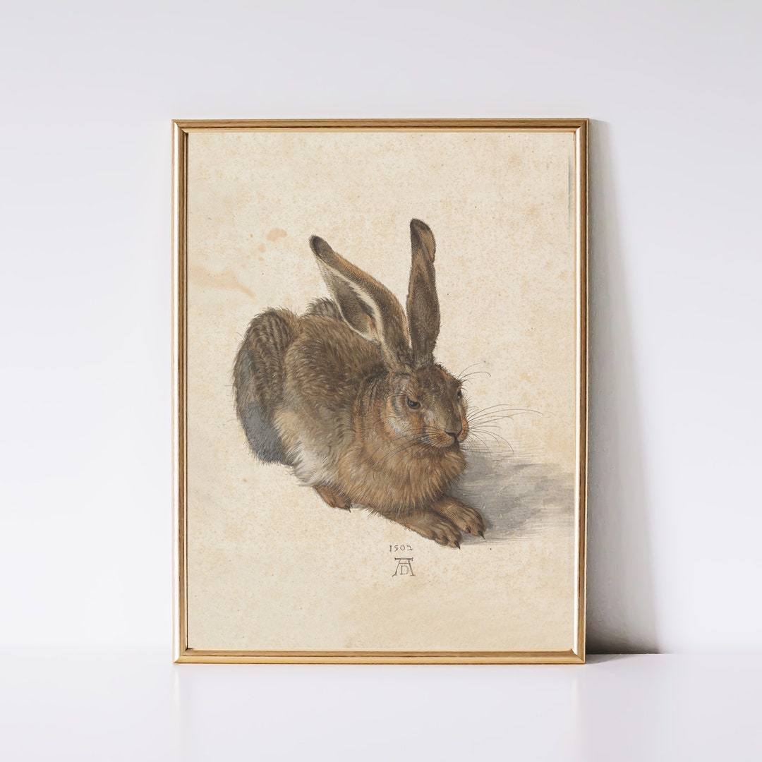 Vintage Rabbit Painting Printable Wall Art Easter Wall Art Antique ...
