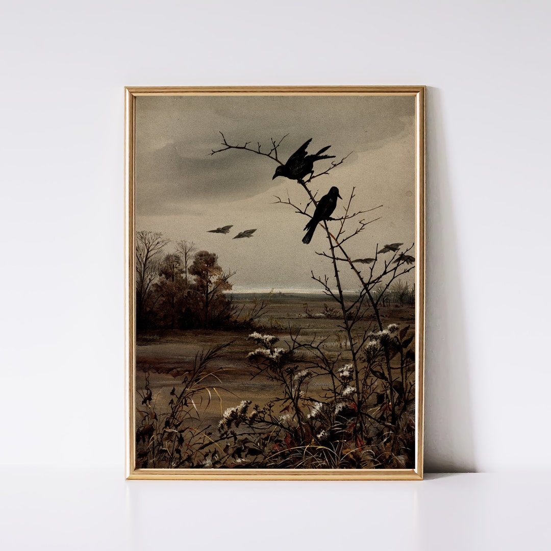 Moody Landscape Painting Printable Wall Art Antique Oil Painting Dark ...