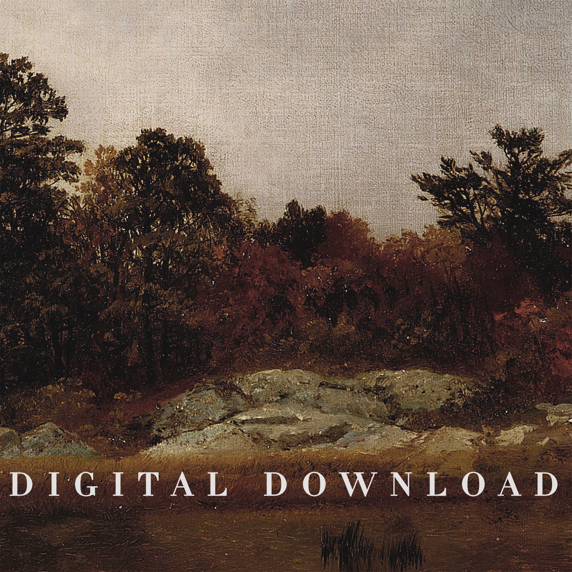 Moody Fall Landscape Painting Digital Download Vintage - Etsy
