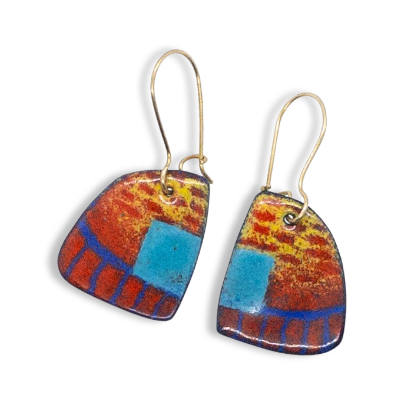 Bright Colored Enamel Earrings Abstract Butterfly Wing - Etsy