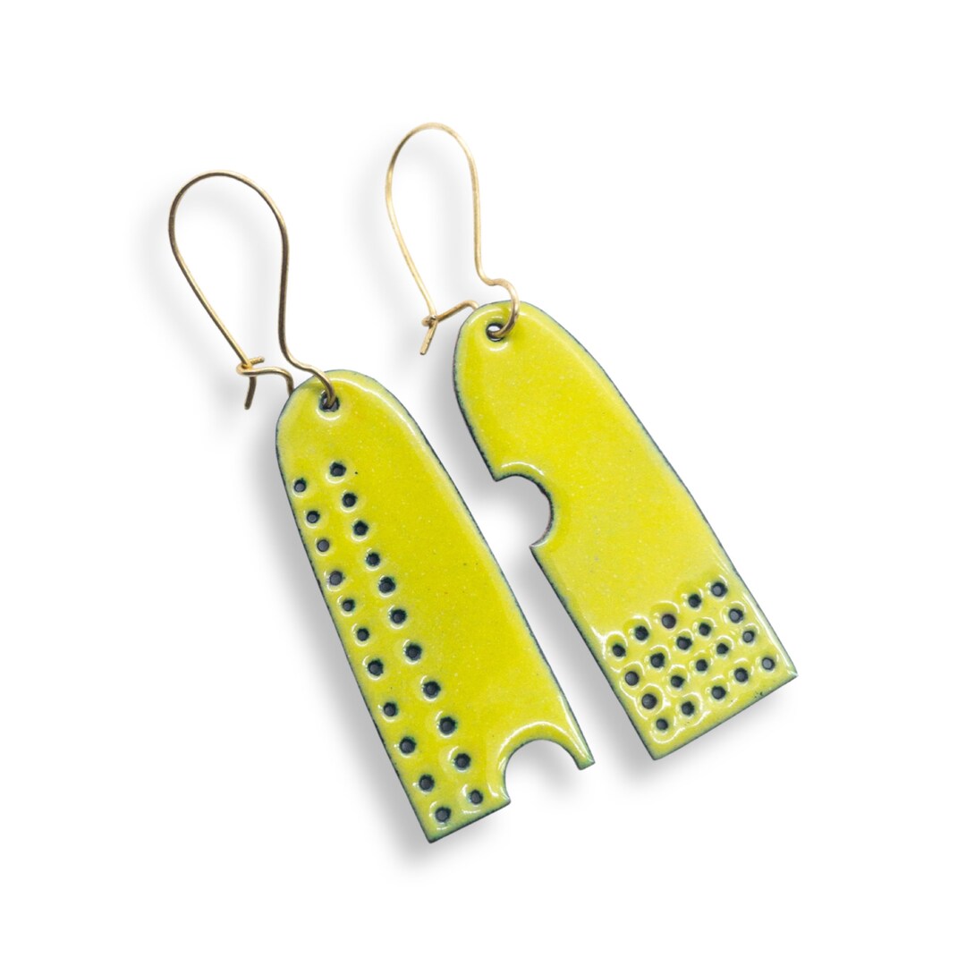 Artisan Enameled Earrings, Mismatched Earrings, Unique Jewellery, Art Jewellery, Contemporary ...