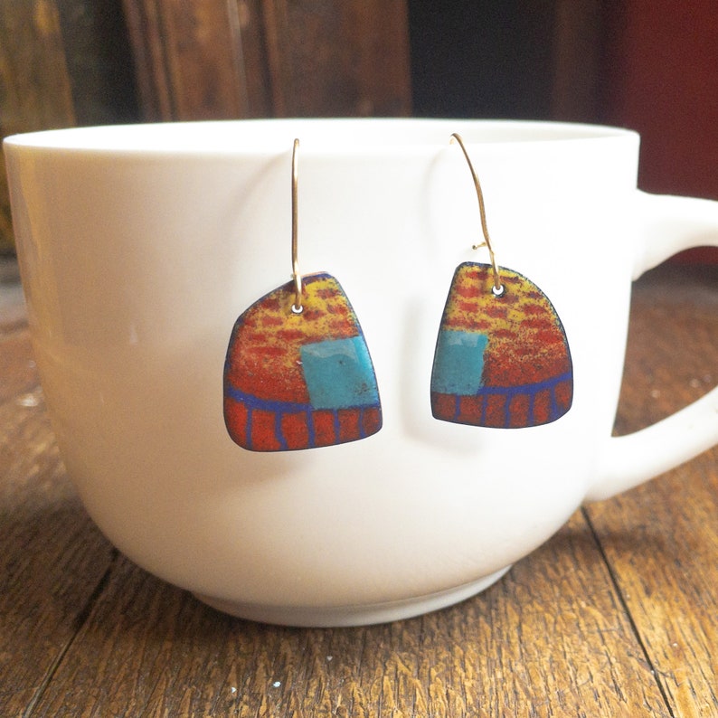 Bright Colored Enamel Earrings Abstract Butterfly Wing - Etsy