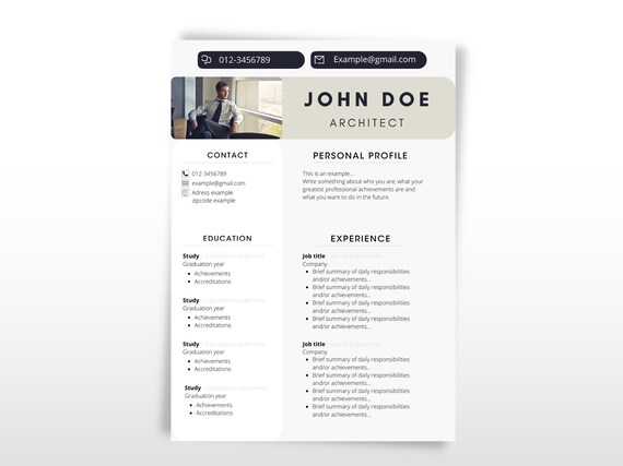 Architect CV Template - Etsy
