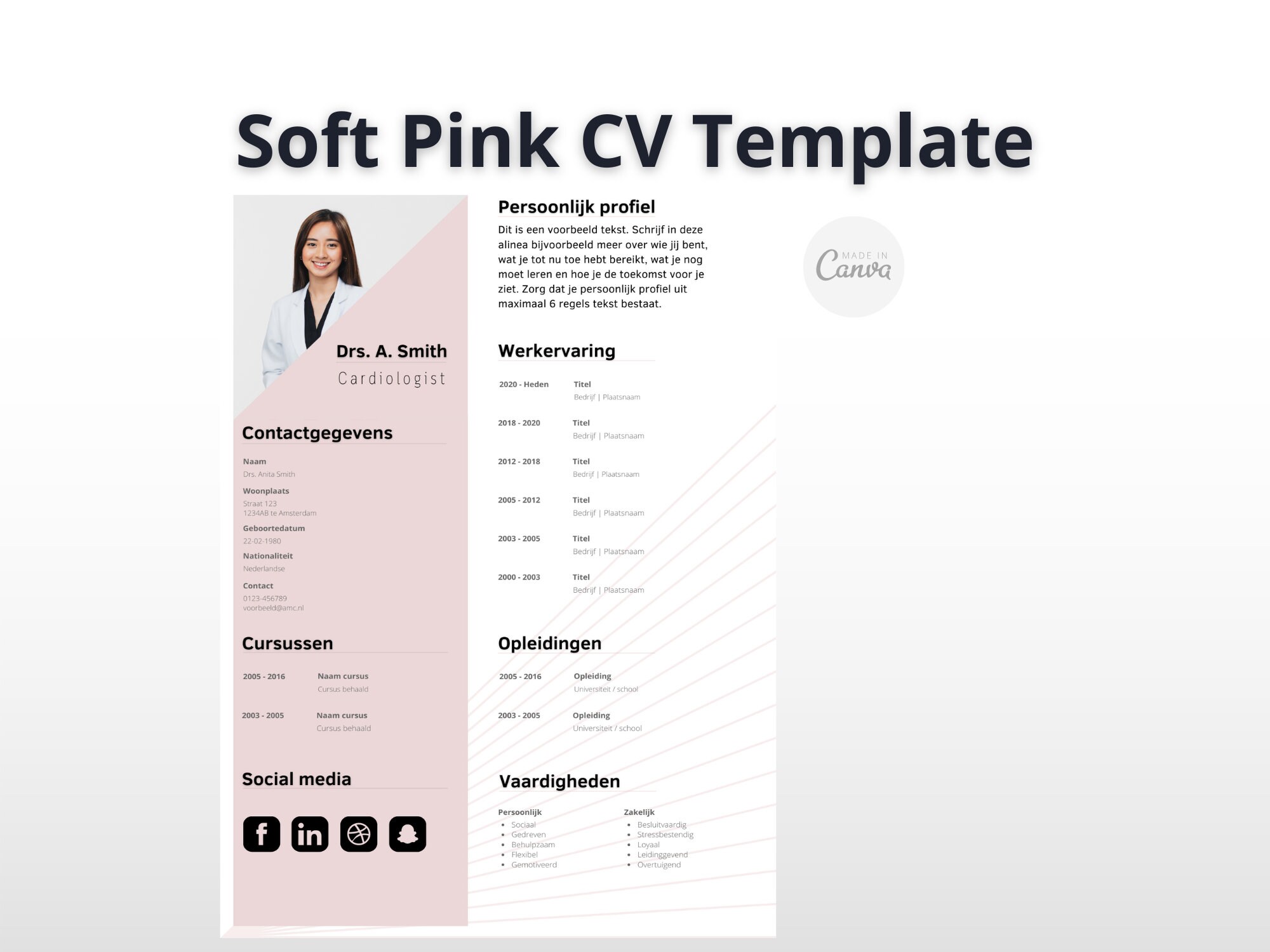 Soft Pink CV Template - Etsy