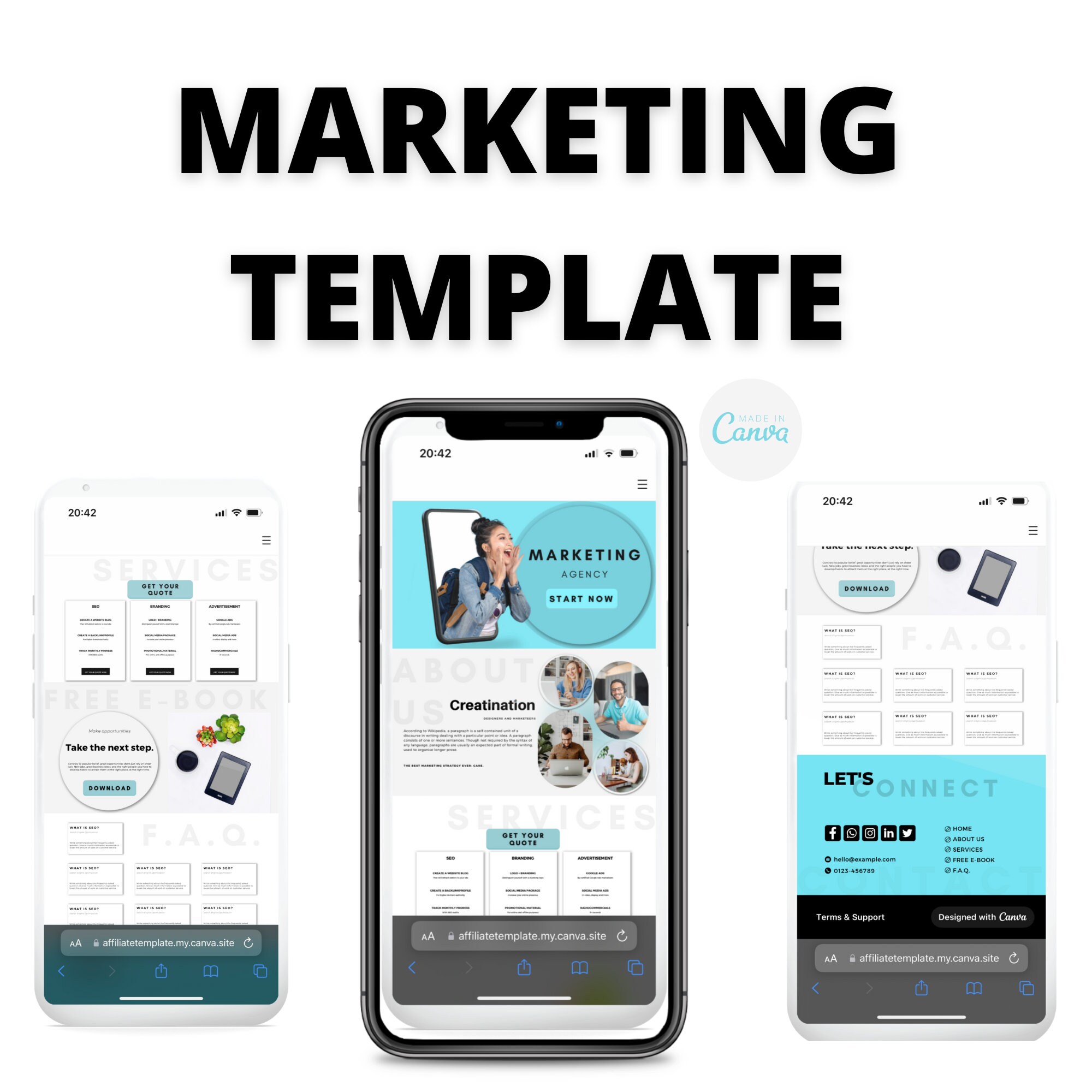 Marketing Website Template - Canva Website Template - Free Hosting With ...