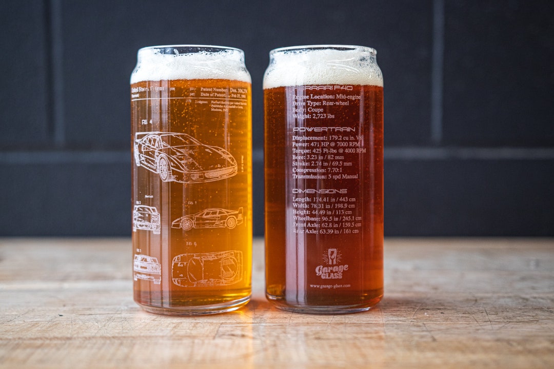 Vintage Ferrari Glass Set of 2 Ferrari F40 Patent Art Perfect for ...