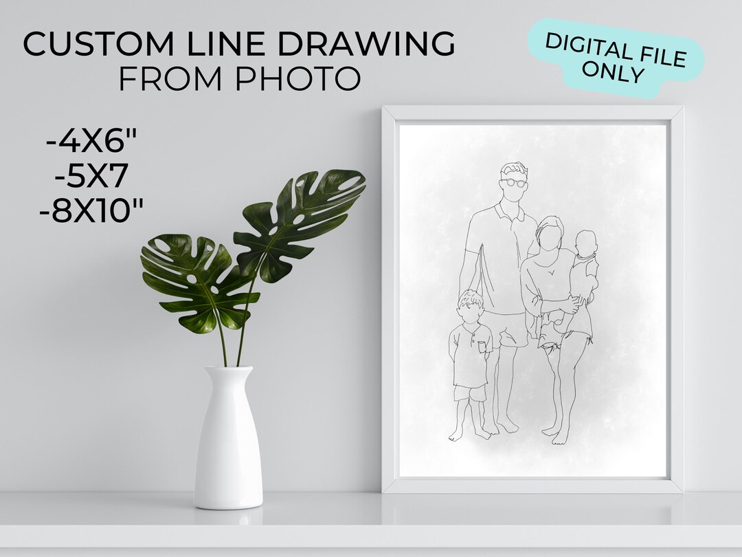 Custom Line Drawing From Photo, Line Drawing Wedding Anniversary Gift ...
