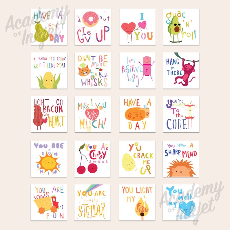 Printable Lunchbox Cards Positive Notes Inspiring Notes - Etsy