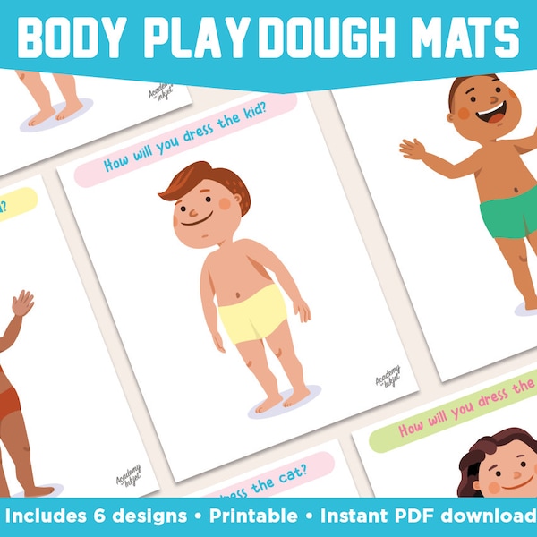Body Playdough Mats, Printable Play-doh Activity, Montessori Learning ...