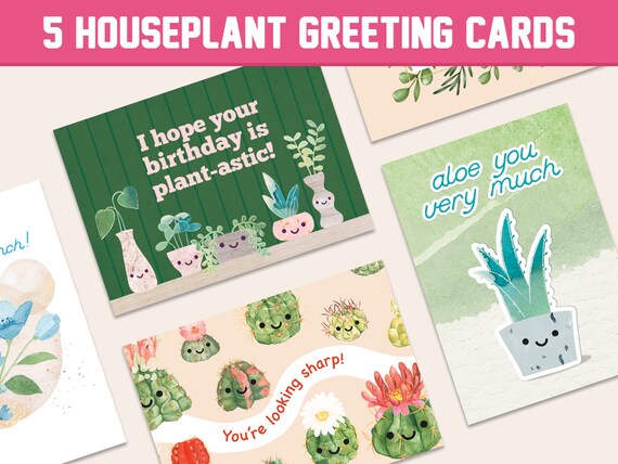 Printable Houseplant Greeting Cards Digital Download PDF - Etsy