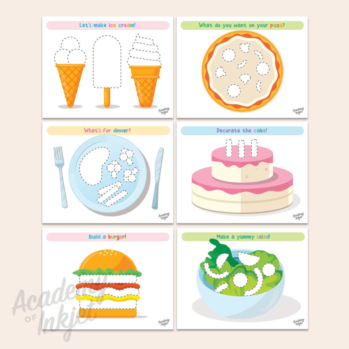 Food Playdough Mats Printable Play-doh Activity Montessori - Etsy
