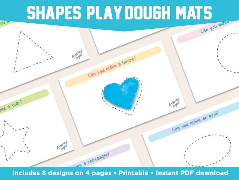 Shapes Playdough Mats, Printable Play-doh Activity, Montessori Learning ...