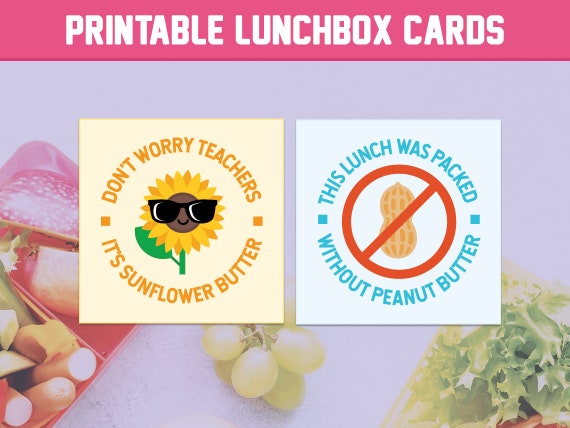 Printable Lunchbox Cards Nut-free Memo Fun Notes for Kids - Etsy