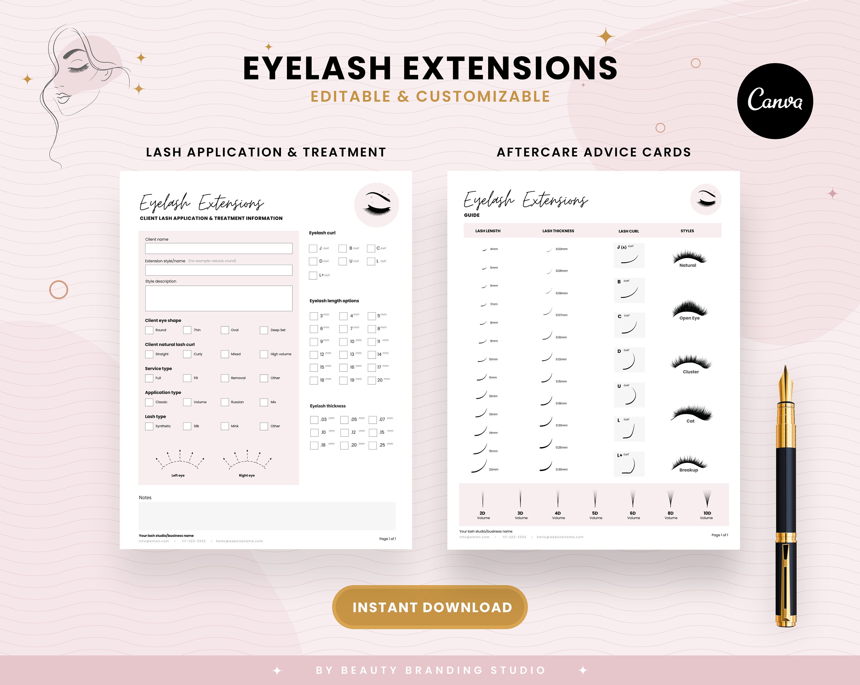 Eyelash Extension Forms, Editable Lash Tech Intake & Consultation, Lash ...