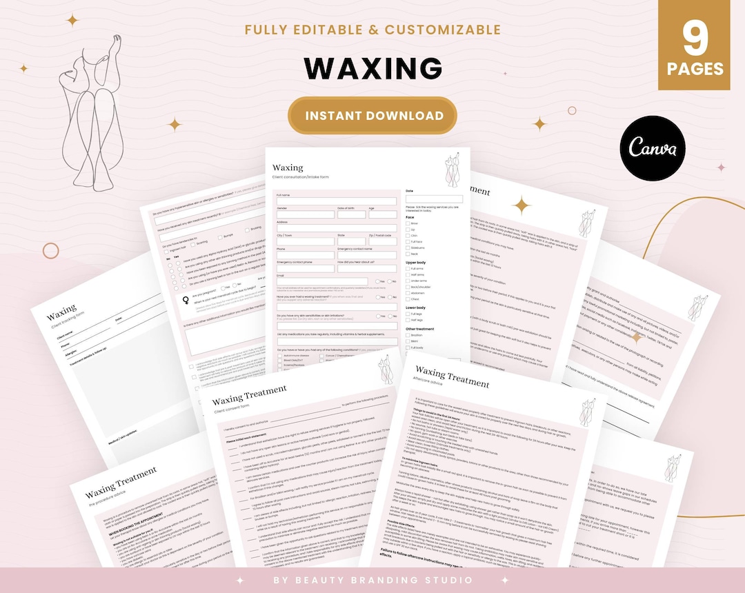 Editable Waxing Consultation Forms, Client Intake and Consent, Skincare ...