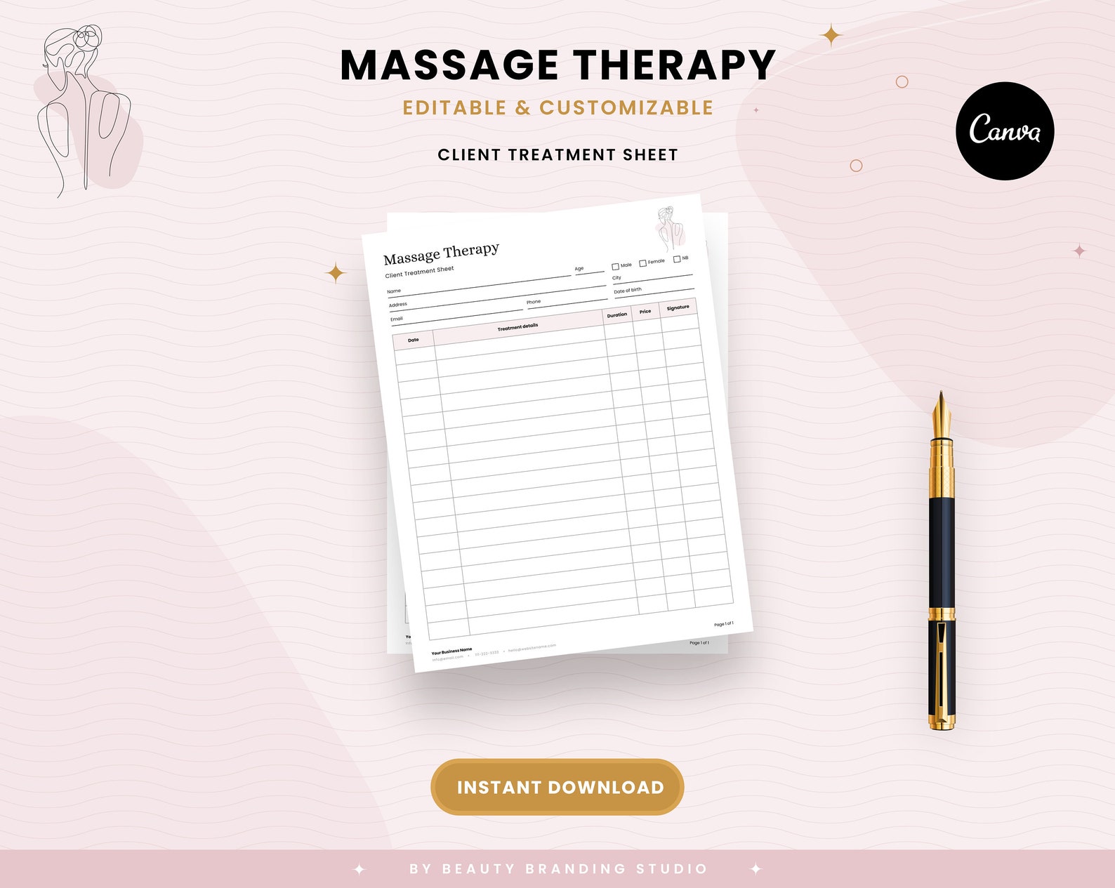 Editable Massage Therapist Forms, Massage Consent Form, Massage Intake ...