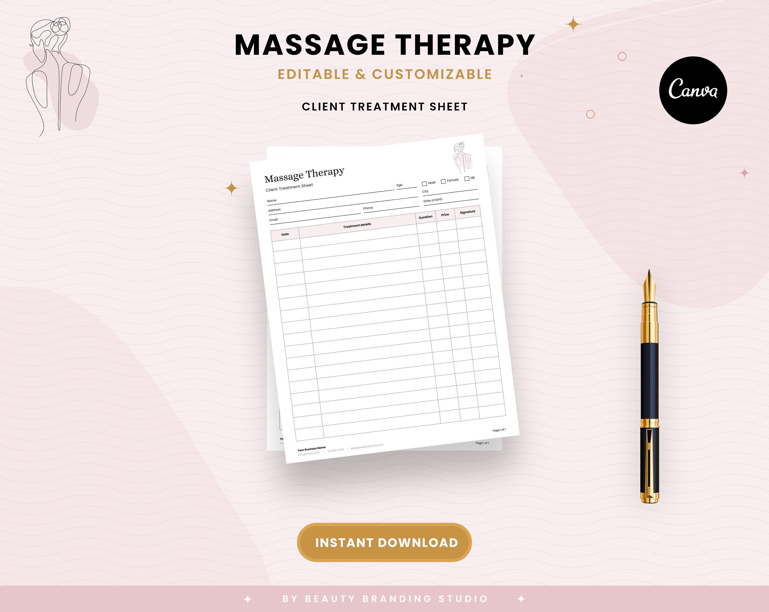 Editable Massage Therapist Forms, Massage Consent Form, Massage Intake ...