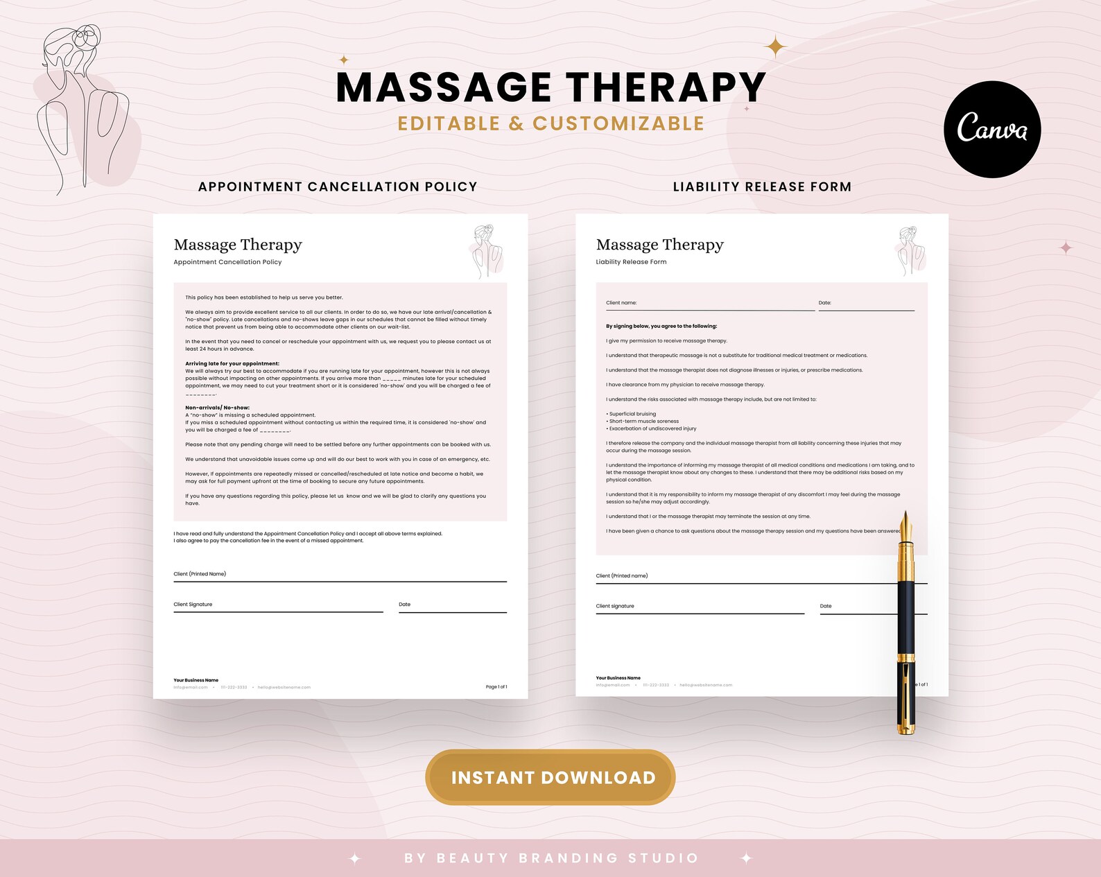 Editable Massage Therapist Forms, Massage Consent Form, Massage Intake ...