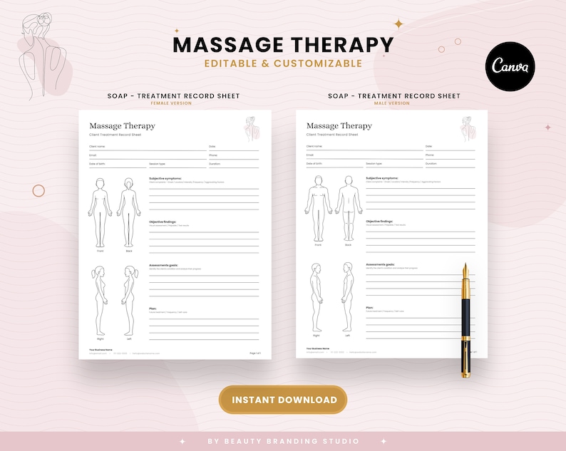 Editable Massage Therapist Forms, Massage Consent Form, Massage Intake ...