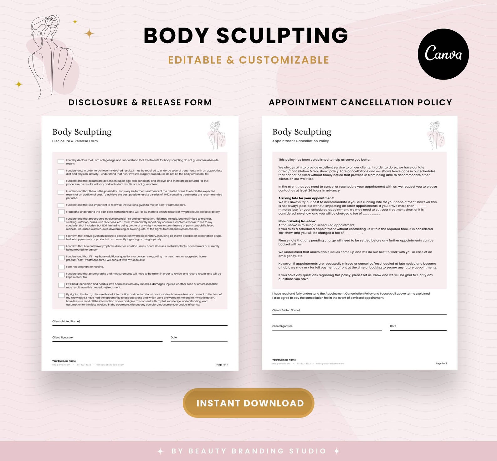 Body Sculpting Client Intake Forms, Editable Body Contouring Consent ...
