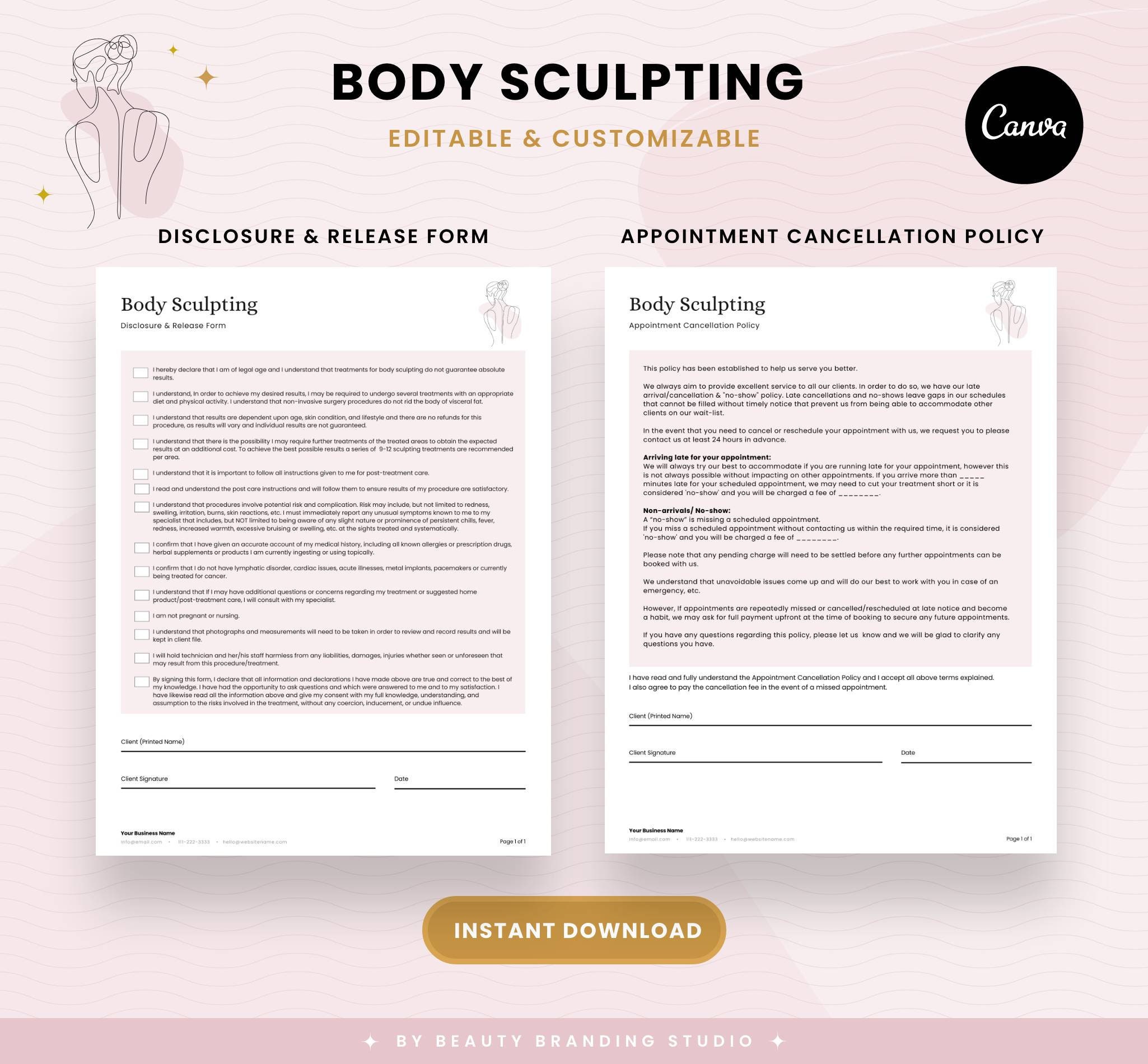 Body Sculpting Client Intake Forms, Editable Body Contouring Consent ...