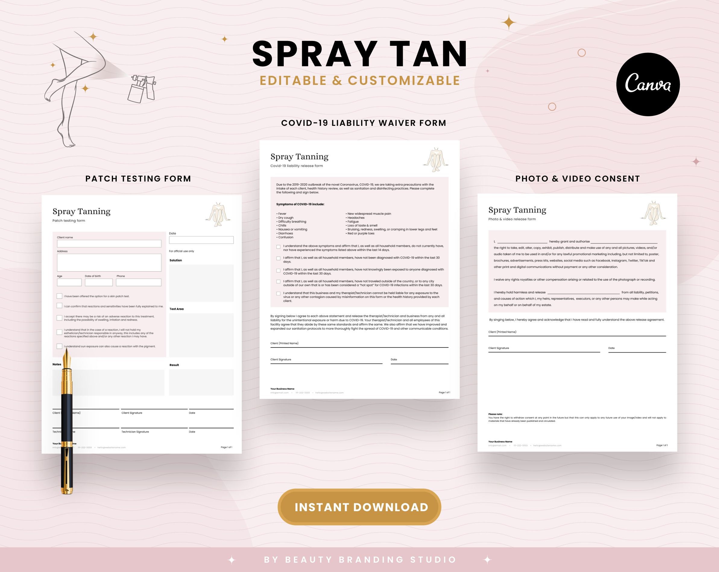 Editable Spray Tan Forms, Spray Tanning Consultation Consent Forms ...