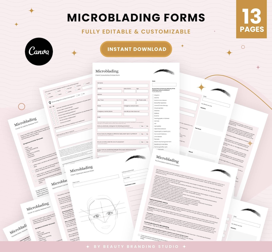 Editable Microblading Client Intake Forms, Permanent Makeup Consent ...