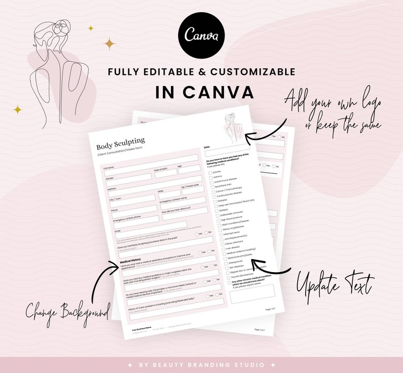 Body Sculpting Client Intake Forms, Editable Body Contouring Consent ...