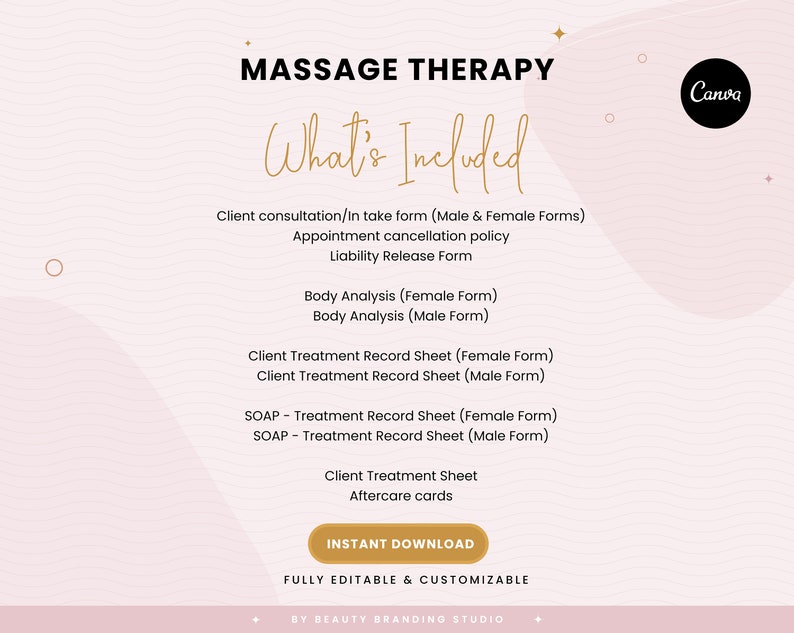 Editable Massage Therapist Forms, Massage Consent Form, Massage Intake ...