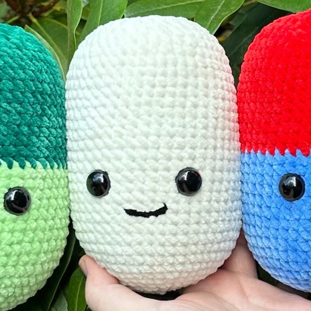 Pill Plushie, Crochet Pill, Happy Pill, Amigurumi Pill, Medicated ...