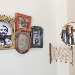 Brass Aging Painted 5X Zoom Accordion Mirror, Makeup Mirror, Two Sided ...