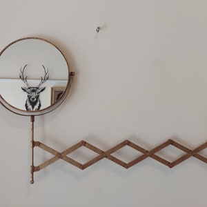 Brass Aging Painted 5X Zoom Accordion Mirror, Makeup Mirror, Two Sided ...