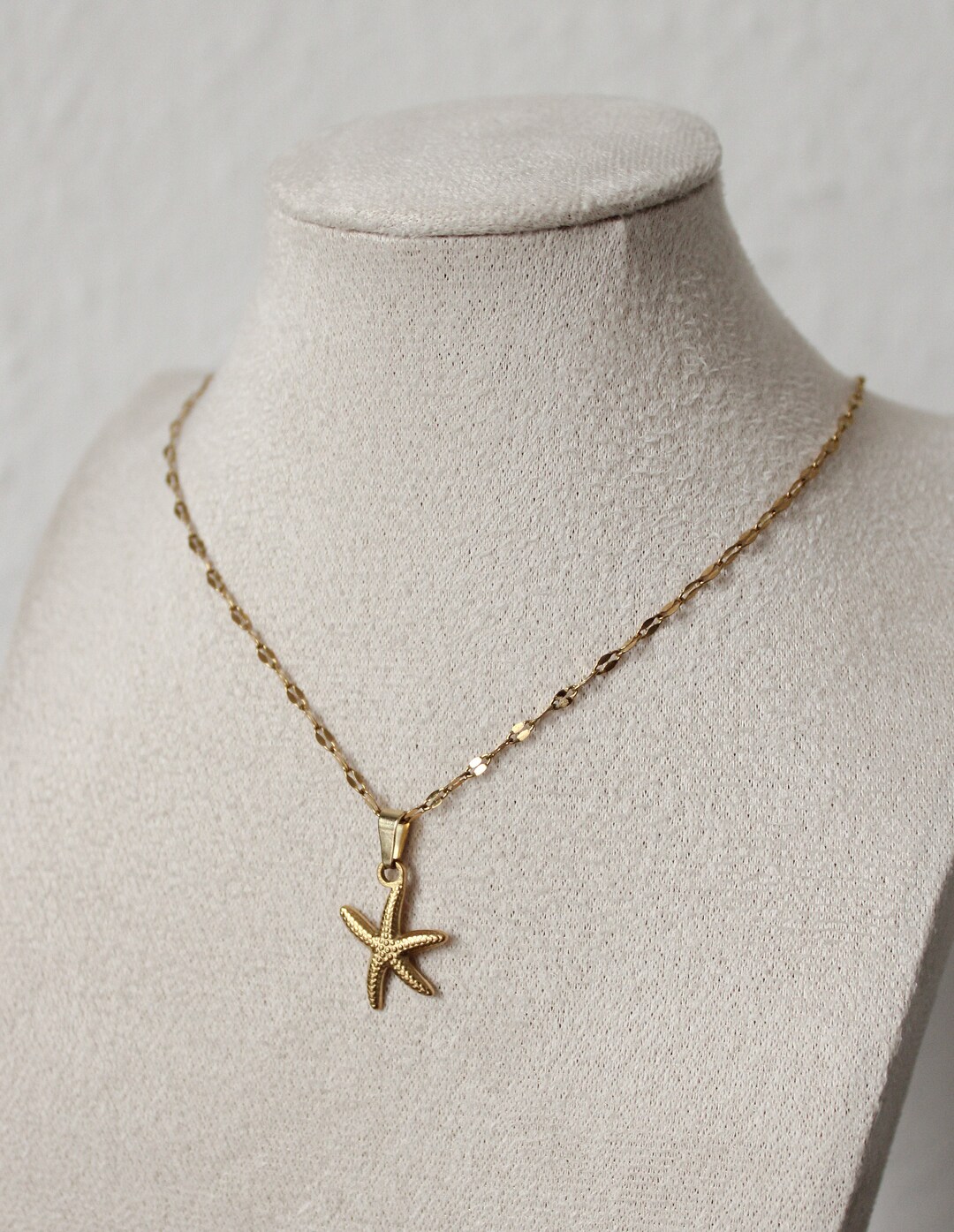 Necklace With Starfish Pendant Golden Link Chain Stainless - Etsy