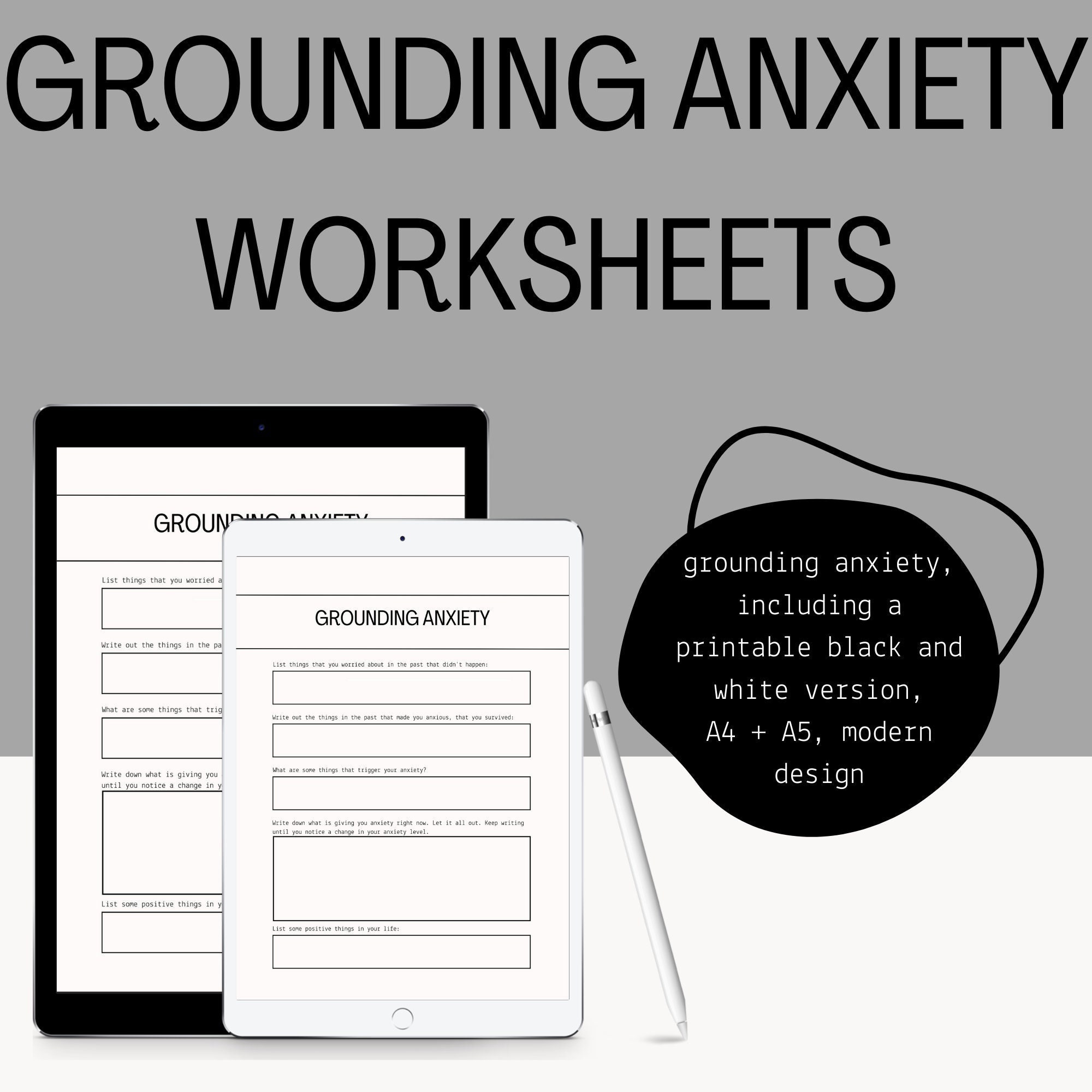 Grounding Anxiety Worksheet, Therapy Worksheet, Therapy Journal, Mental ...