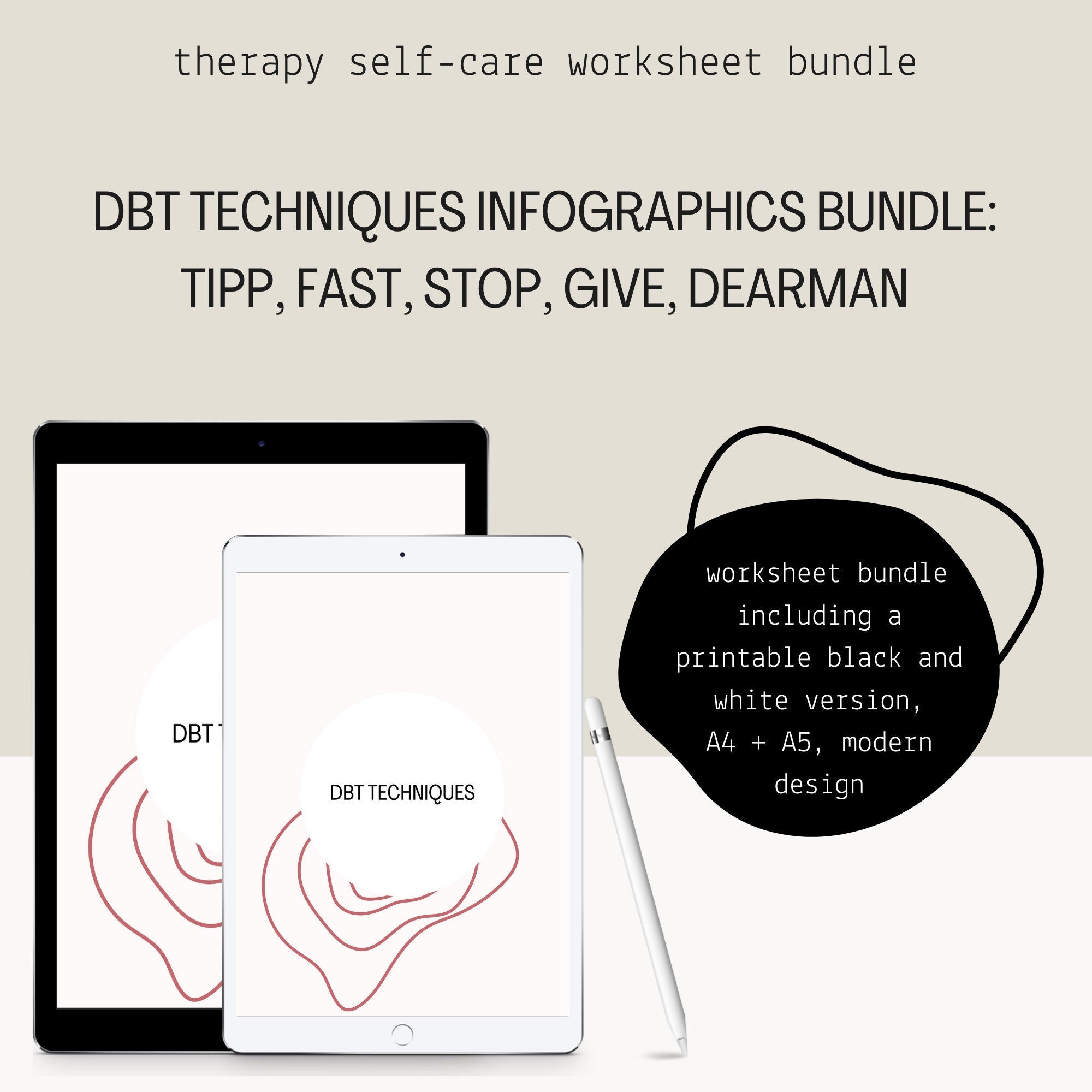 Dbt Worksheet Bundle, Printable Worksheets, Dbt Infographics, Tipp ...