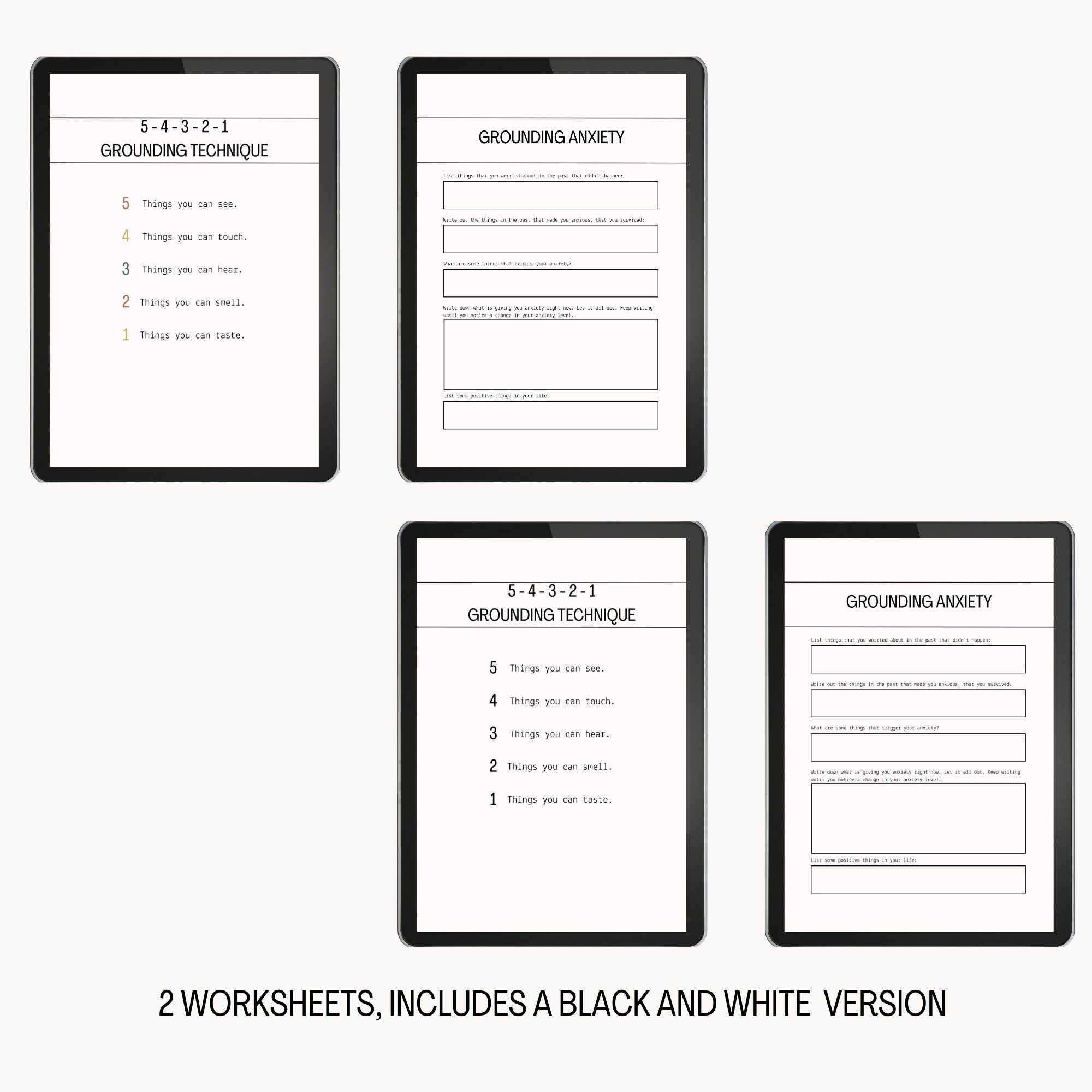 Grounding Anxiety Worksheet, Therapy Worksheet, Therapy Journal, Mental ...