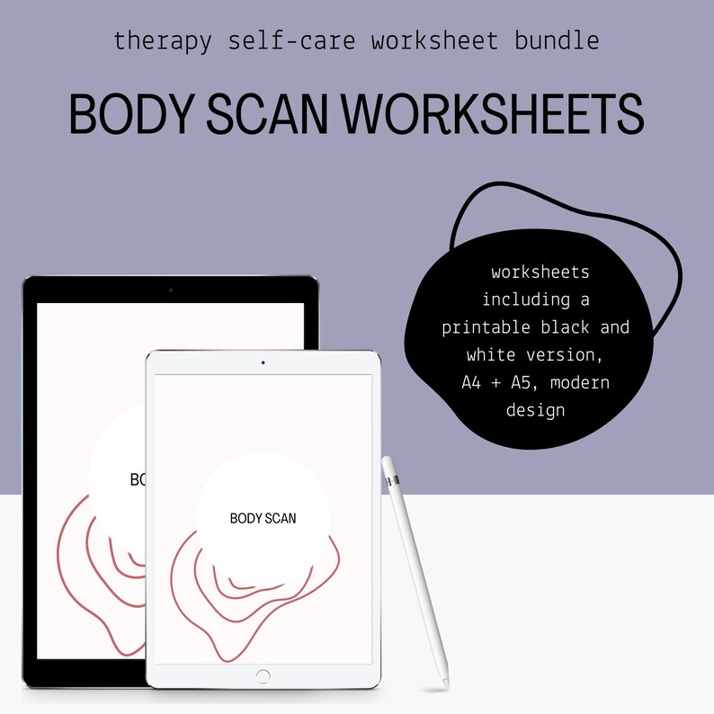 Body Scan Therapy Worksheets, Therapy Worksheet Bundle, Mindfulness ...