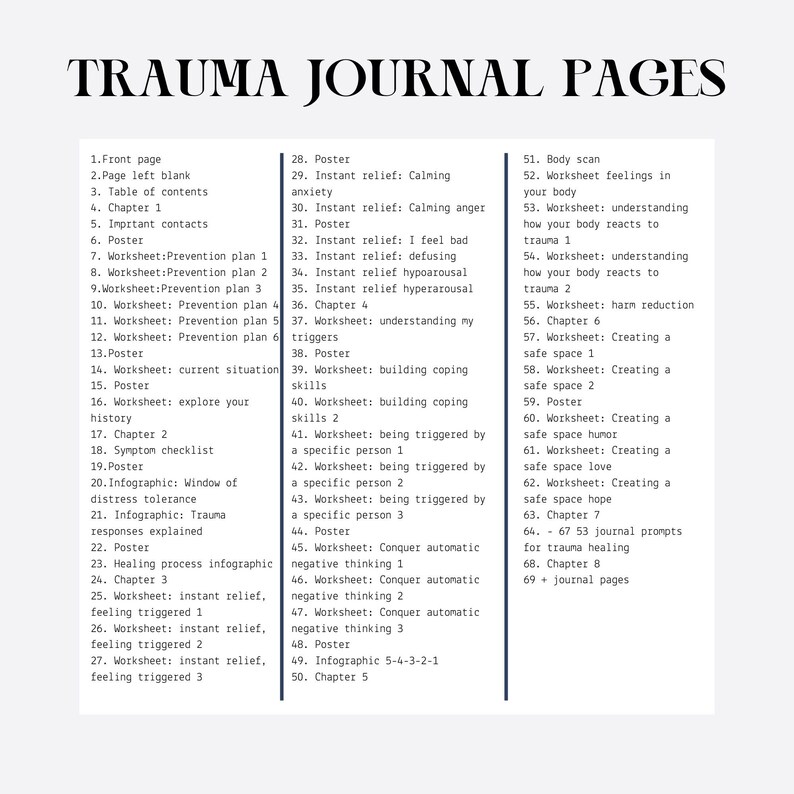 Trauma Journal, Therapy Worksheets, Bundle, Self Help, Self Care ...