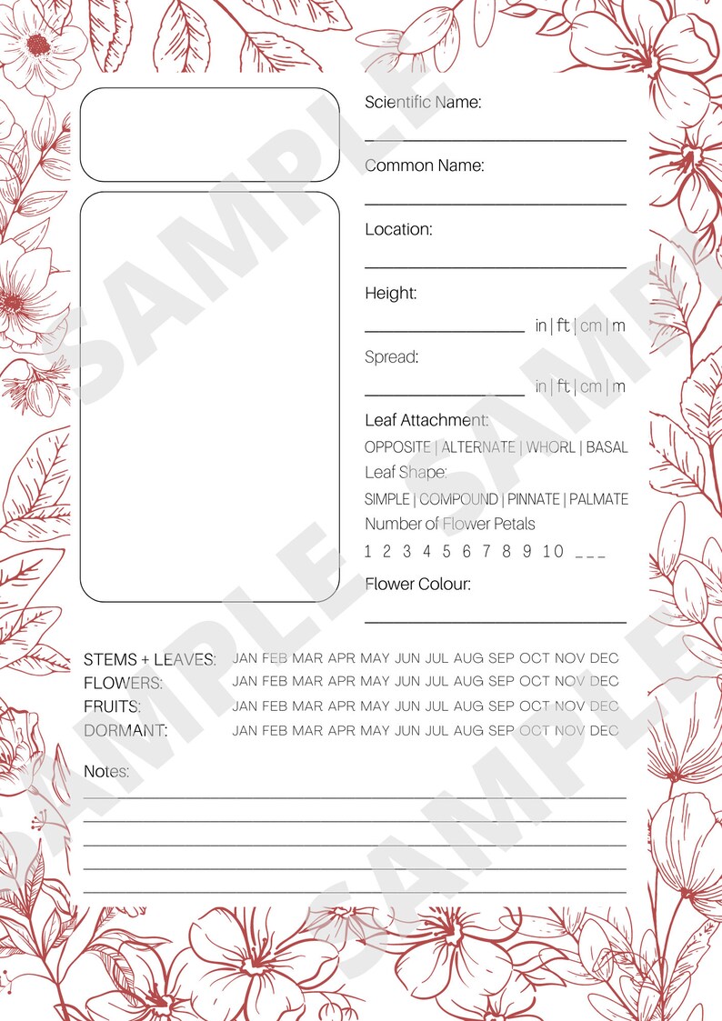 Wildflower Tracker PDF Printable Download - Etsy