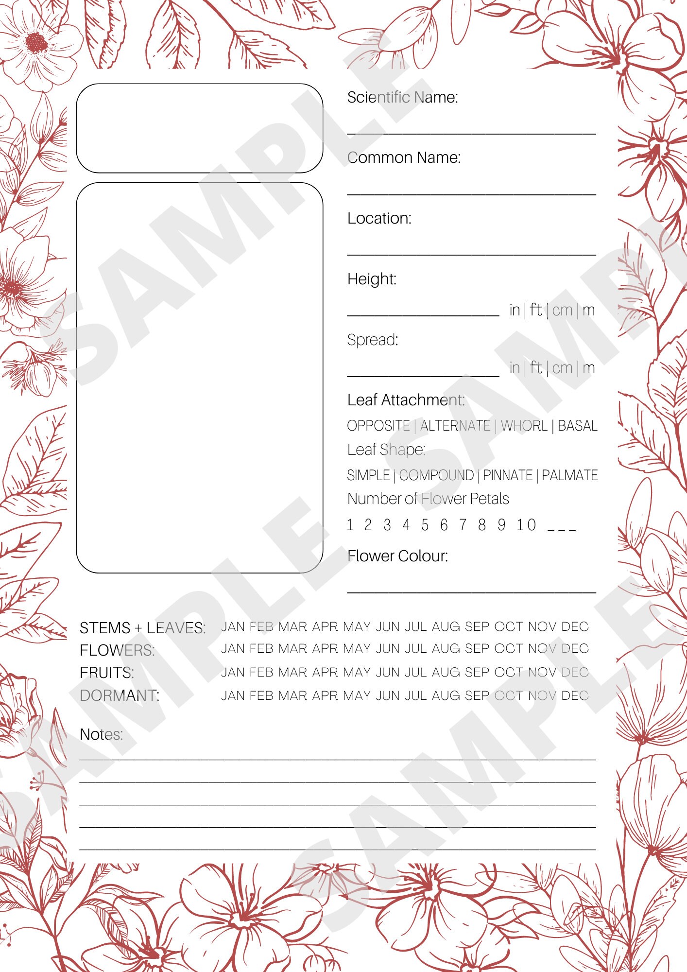 Wildflower Tracker PDF Printable Download - Etsy