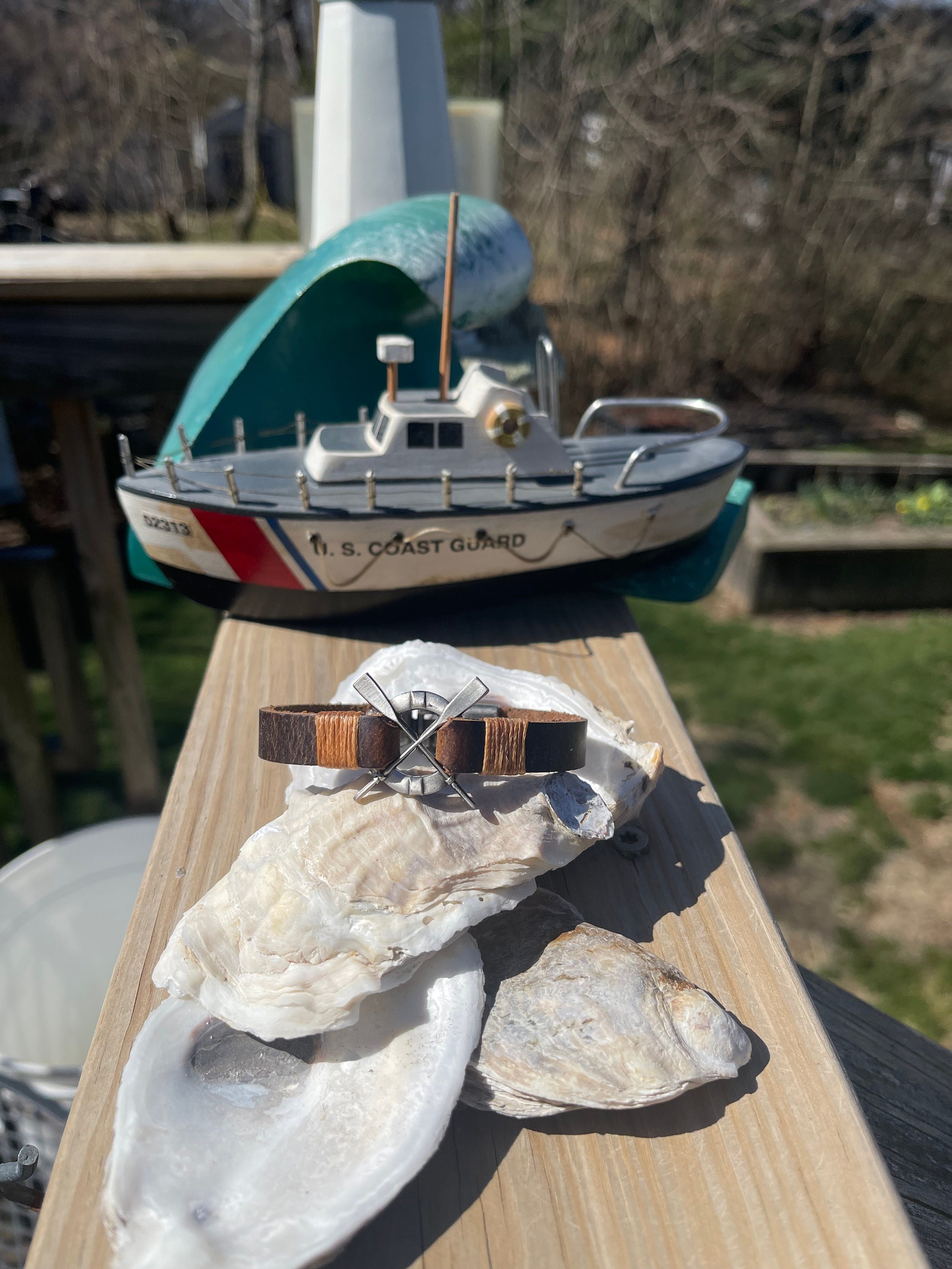 Handmade Coast Guard Surfman Insignia Leather Bracelet - Etsy