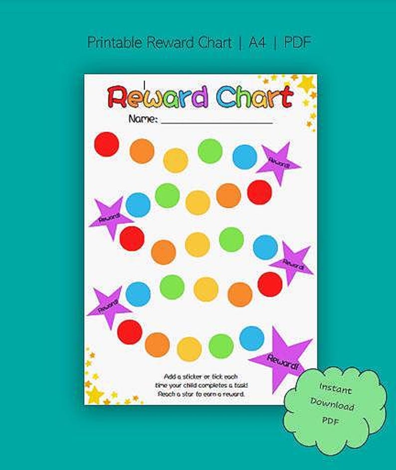 Printable Reward Chart for Toddlers - Behaviour Chart for Kids, Bright ...