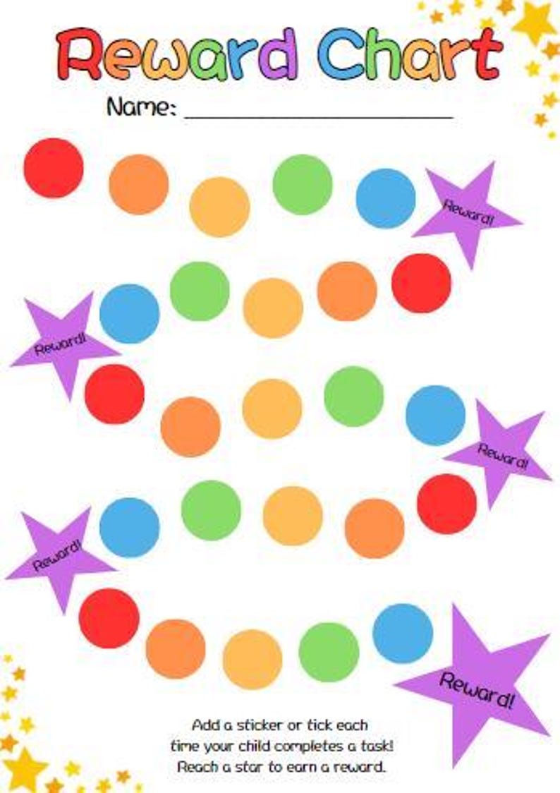 Printable Reward Chart for Toddlers - Behaviour Chart for Kids, Bright ...