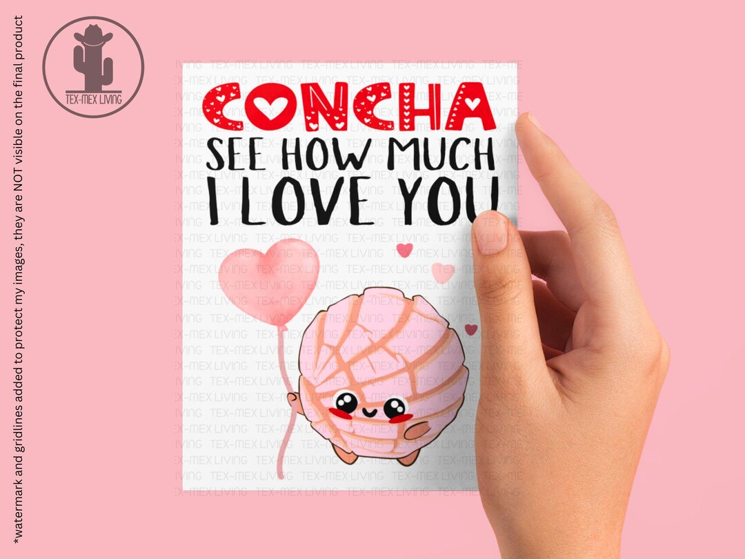 Cute Pan Dulce Concha Mexican Valentine's Day Card Spanish Valentine's ...
