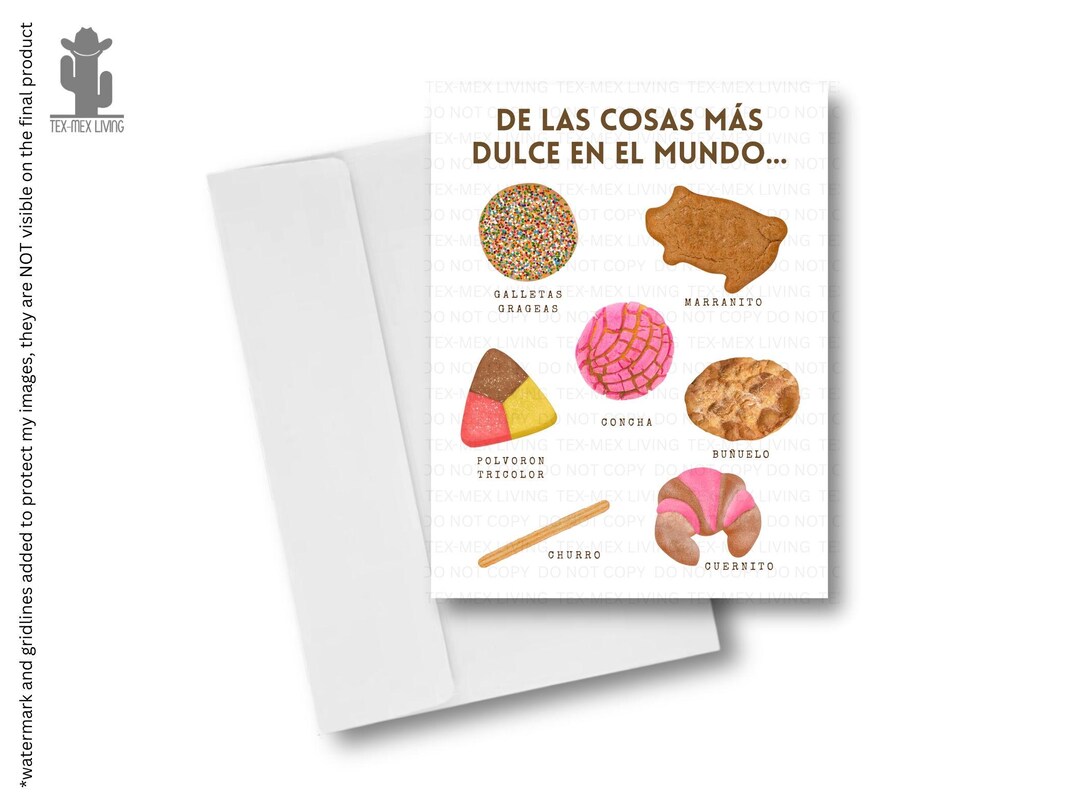 Pan Dulce Concha Mexican Spanish Valentine's Day Card With Envelope ...