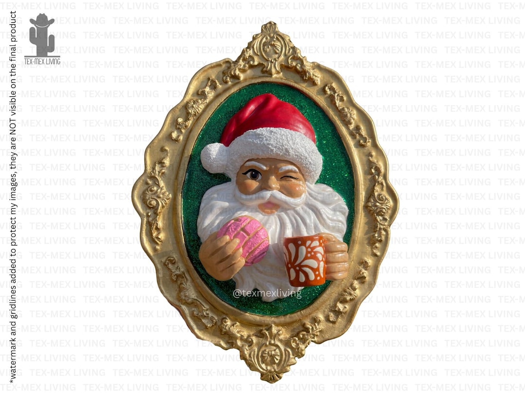 Mexican Christmas Santa With a CONCHA and CAFECITO Wall Decor ...