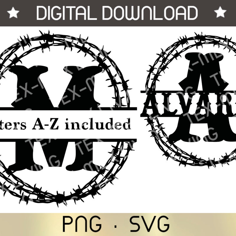 Barbed Wire Monogram - Etsy